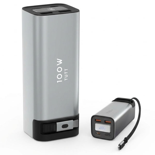 TUTT Laptop Power Bank 100W 20,000mAh Retractable Cable LCD Display L1